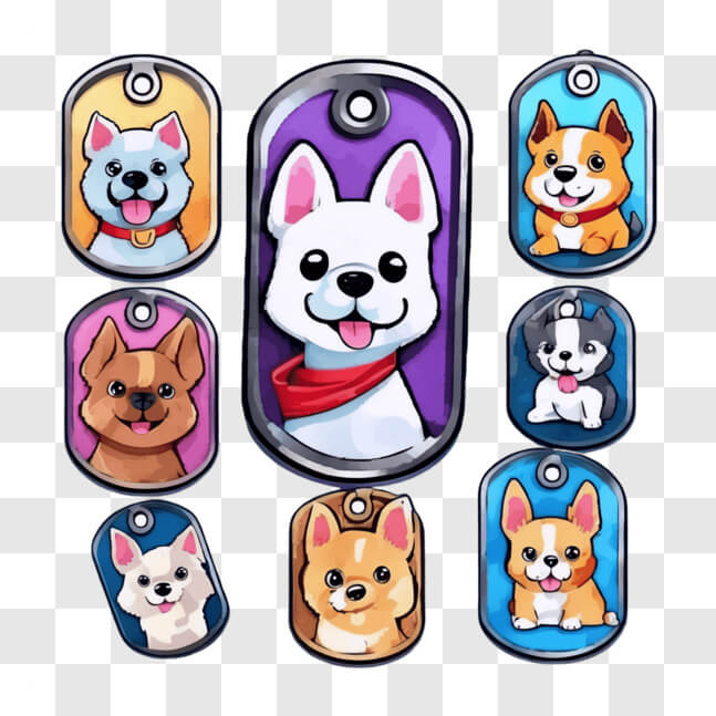 Download Colorful and Unique Dog Tags for Pet Identification Cartoons ...