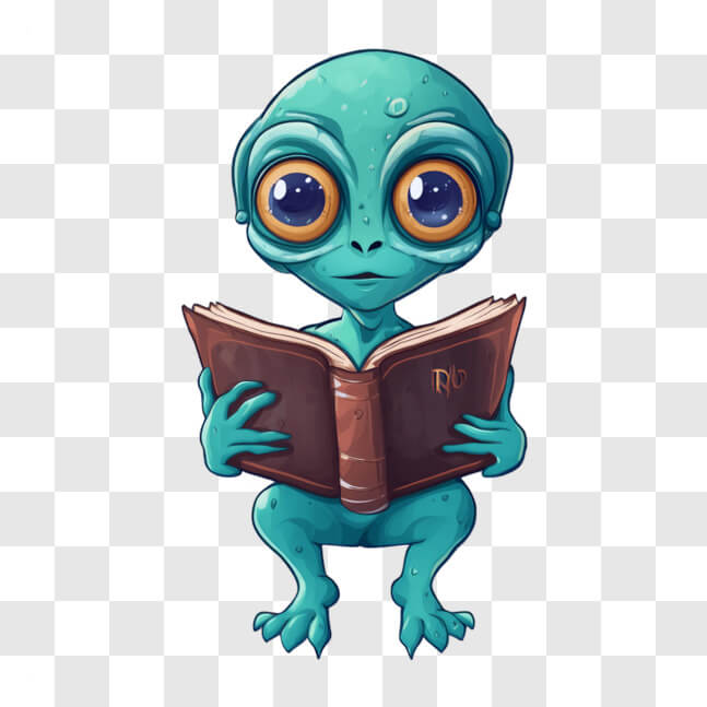 Download Curious Alien Creature Reading a Book Cartoons Online ...