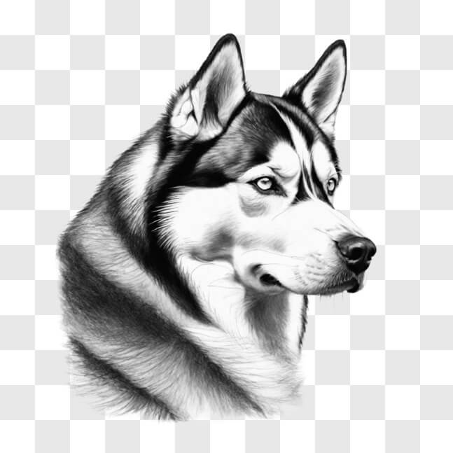 Download Siberian Husky Drawing - Black and White Art Project Sketches ...