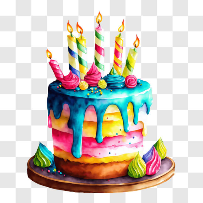 Scarica Colorata Torta di Compleanno con Candele e Caramelle PNGs ...