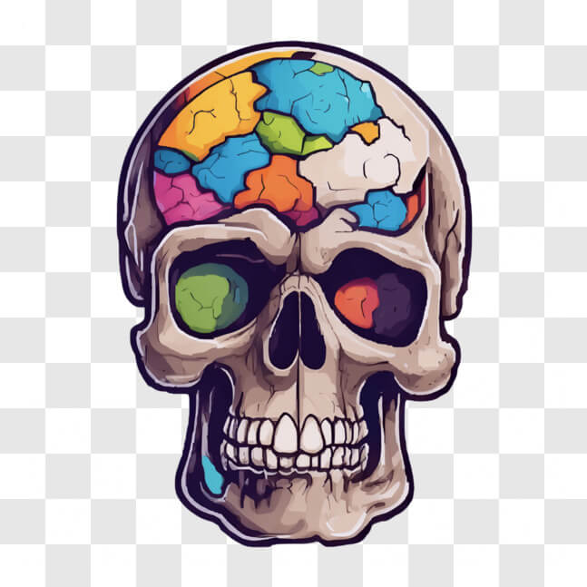 Download Colorful Brain Model with Skull and Puzzle Pieces Cartoons ...