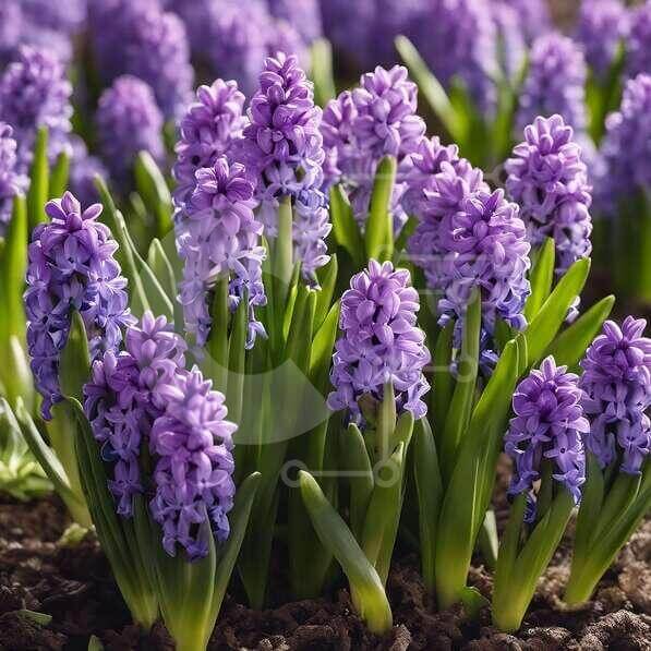 Gorgeous Blooming Purple Hyacinth Flowers stock photo | Creative Fabrica