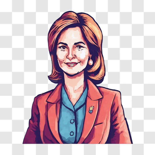 Download Cartoon Woman in Orange Jacket and Blazer With Blue Background ...