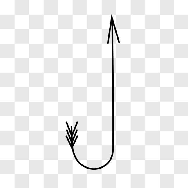 Download Black and White Fishing Hook with Arrow Drawing PNGs Online ...