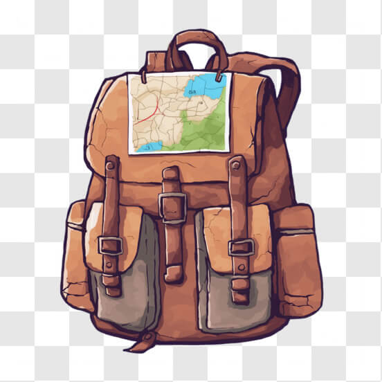 Download Backpack with Map and Compass for Outdoor Activities Cartoons ...