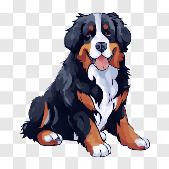 Download Bernese Mountain Dog Sitting on the Ground Cartoons Online ...
