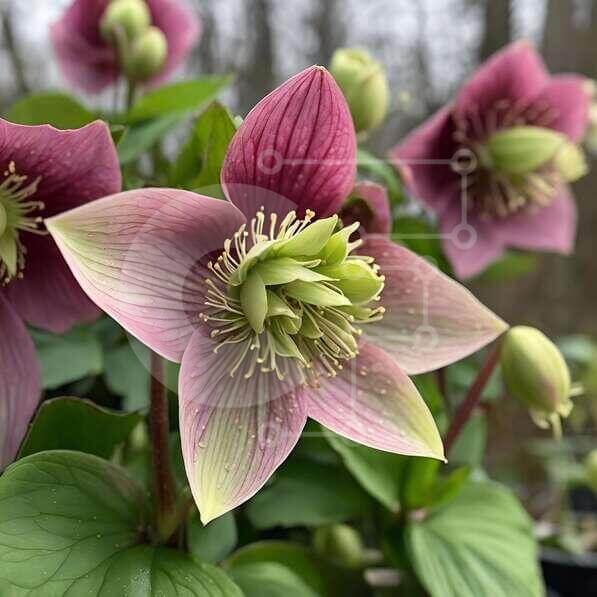 Beautiful Hellebore Flowers in Bloom stock photo | Creative Fabrica