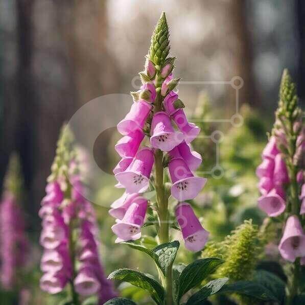 Vibrant Pink Foxglove Flowers in the Forest stock photo | Creative Fabrica