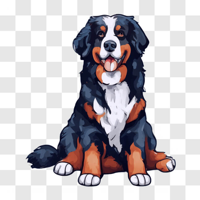 Download Happy Bernese Mountain Dog Sitting on Black Background ...
