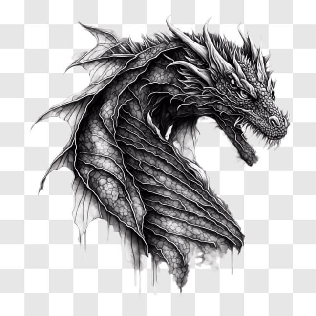 Download Black and White Dragon Head Art with Dripping Blood PNGs ...