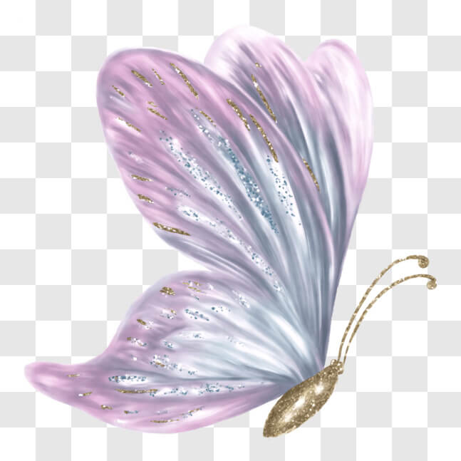 Baixe Borboleta Rosa e Branca com Detalhes em Dourado PNGs - Creative ...