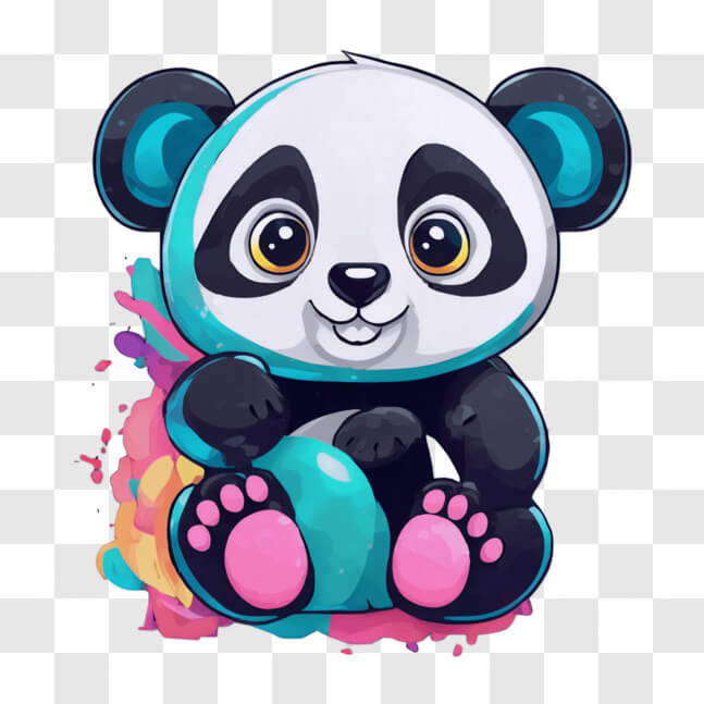 Download Panda Bear with Colorful Paint Splatters Cartoons Online ...