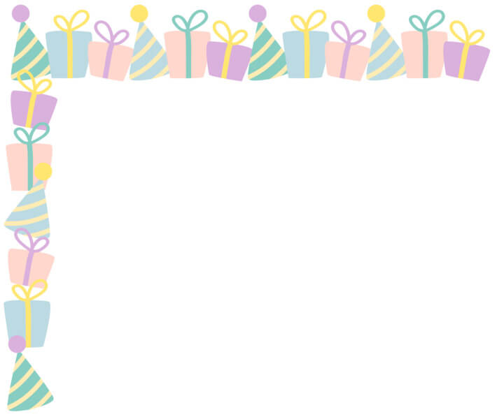 Download Colorful Birthday Party Border with Gifts, Party Hats, and ...