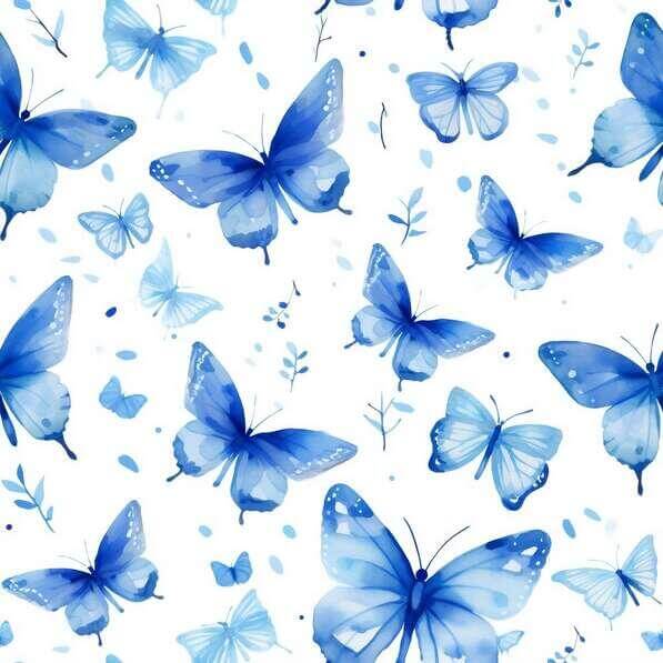 Download Seamless Watercolor Blue Butterfly Pattern Patterns Online ...