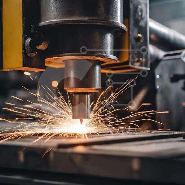 Metal Cutting Machine with Sparks in Manufacturing Process stock photo ...