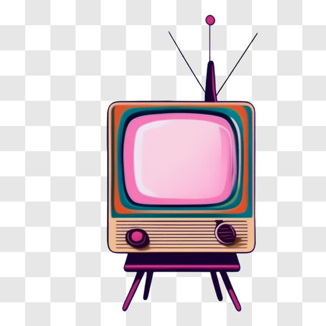 Download Vintage Pink TV with Antennae PNGs Online - Creative Fabrica