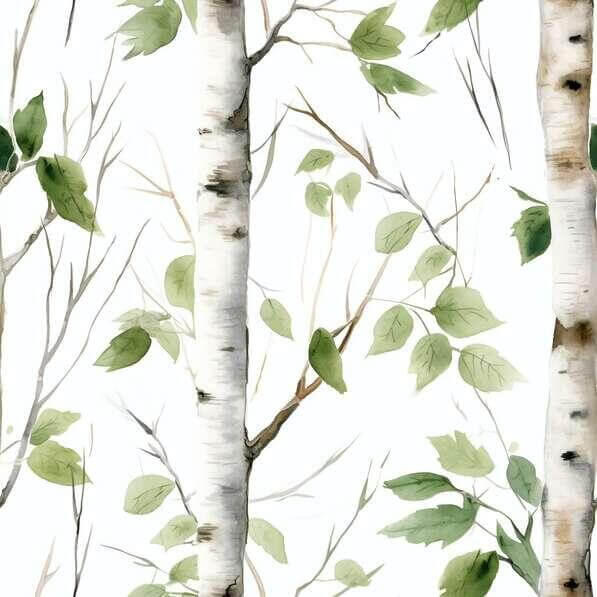 Download Seamless Birch Tree Pattern with Green Leaves and Branches ...