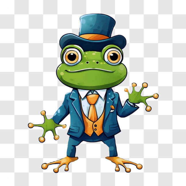 Download Stylish Frog in Top Hat and Blue Suit Cartoons Online ...