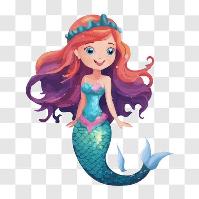 Download Cartoon Mermaid with Red Hair and Blue-Green Eyes Cartoons ...