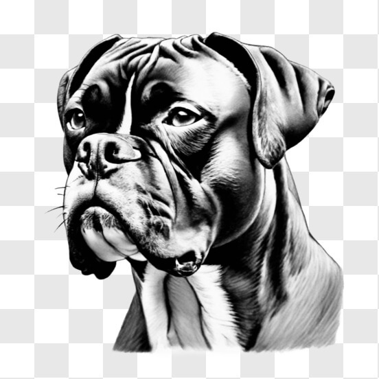 Download Detailed Black and White Drawing of a Boxer Dog Sketches ...