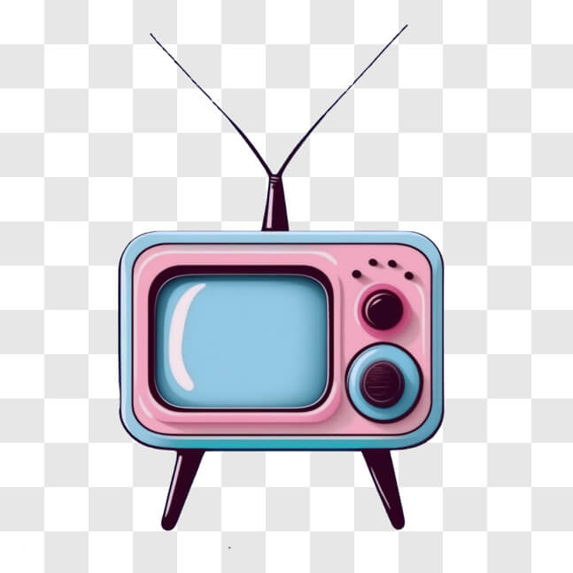 Download Old-Fashioned TV Set with Pink and Blue Color Scheme PNGs ...
