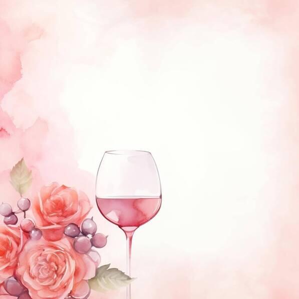 Download Watercolor Background with Wine Glass and Pink Roses ...