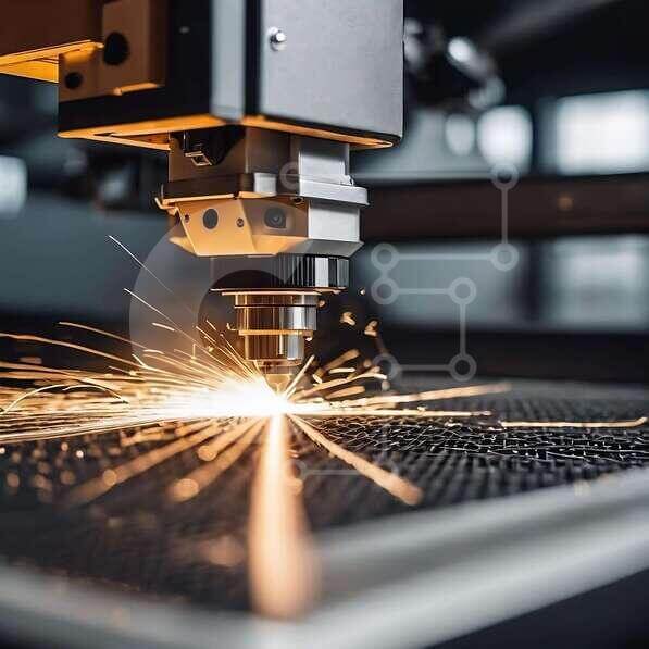 Laser Cutting Machine with Sparks stock photo | Creative Fabrica