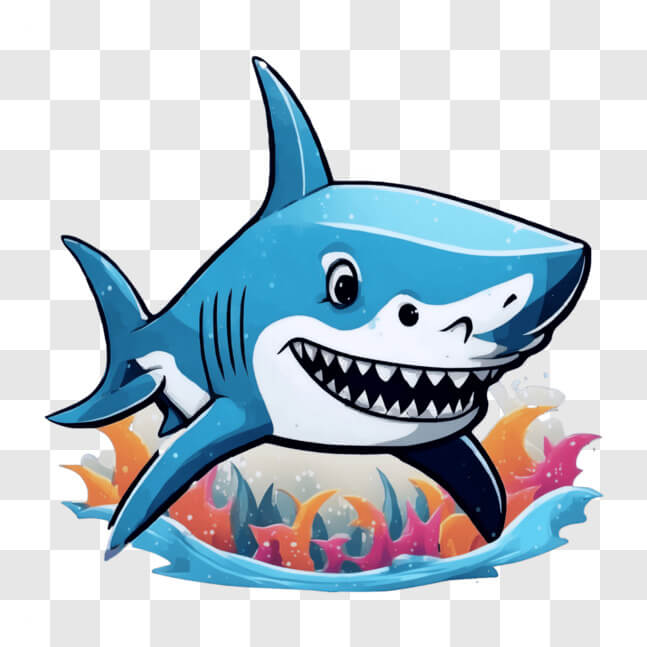 Download Cartoon Shark Swimming in Colorful Waves Cartoons Online ...