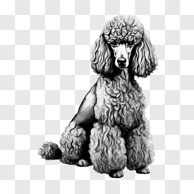Download Poodle sitting in front of a white background Sketches Online ...