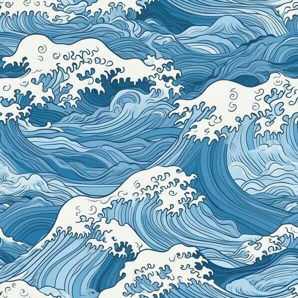 Download Great Wave off the Coast of Kanagawa - Seamless Pattern ...