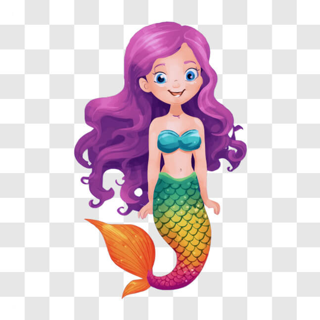 Download Cartoon Mermaid with Purple Hair and Aqua Blue Tail Cartoons ...