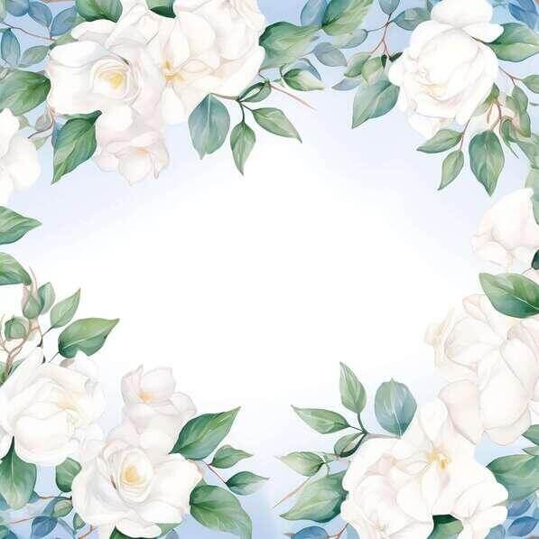Download Watercolor Magnolia Flower Frame on Blue Background ...