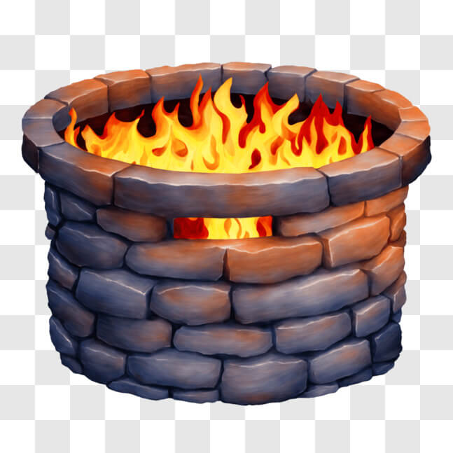 Download Stone Fire Pit with Flames PNGs Online - Creative Fabrica