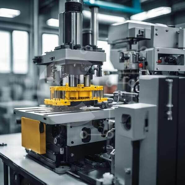 Plastic Parts Manufacturing Machine in an Industrial Setting stock ...