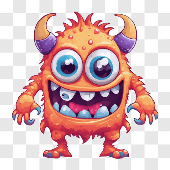 Download Orange Monster with Big Eyes and Horns Cartoons Online ...