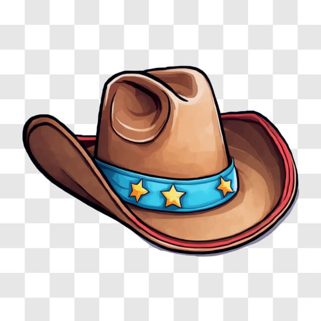 Download Cowboy Hat with Star Band Cartoons Online - Creative Fabrica