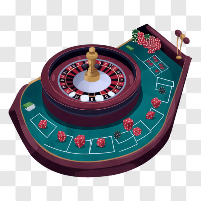 Download Casino Table with Roulette Wheel, Dice, Chips, and Slot ...