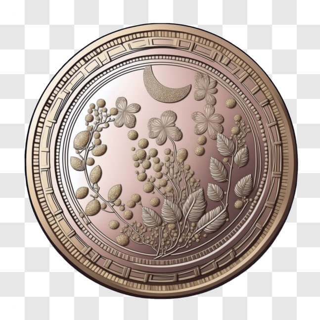 Download Copper Coin with Floral and Leaf Designs PNGs Online ...