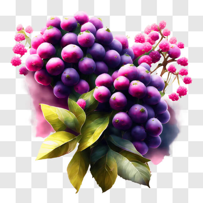 Descarga Ramo de Uvas Moradas y Flores Rosadas PNGs En Línea - Creative ...