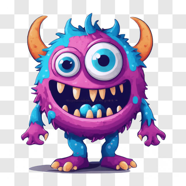 Descarga Monstruo Morado Colorido con Ojos Azules y Cuernos Grandes ...