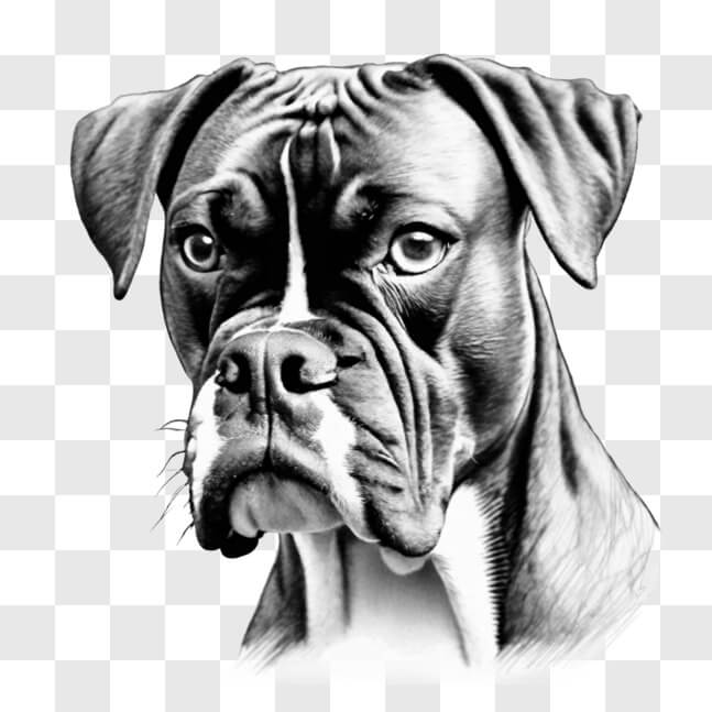 Download Detailed Black and White Drawing of a Boxer Dog Sketches ...