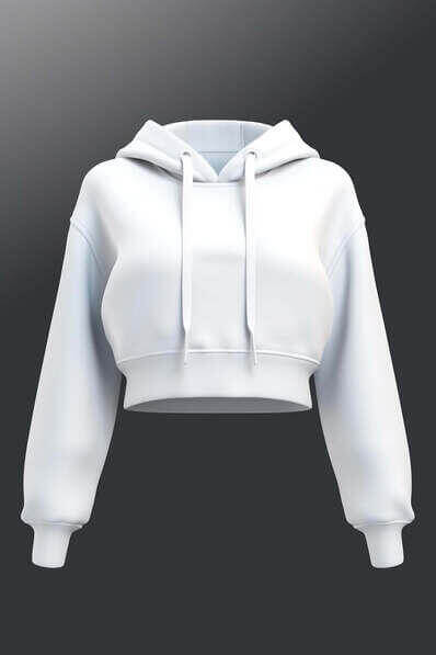 Download 3D Model of White Cropped Sweatshirt with Hood Mockups Online ...