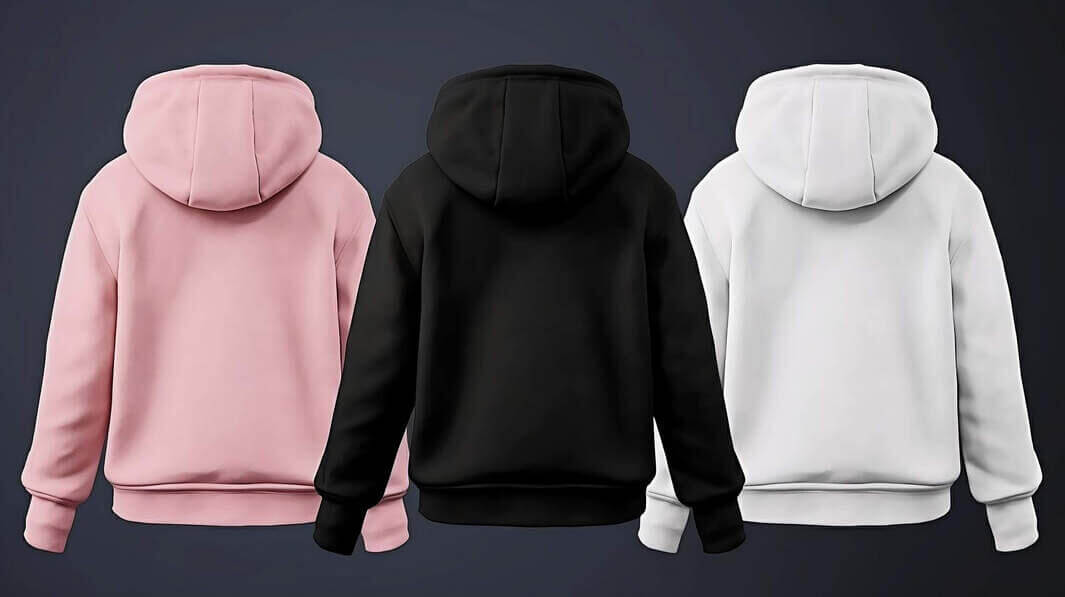 Download Three Hooded Sweatshirts in Different Colors on Dark ...