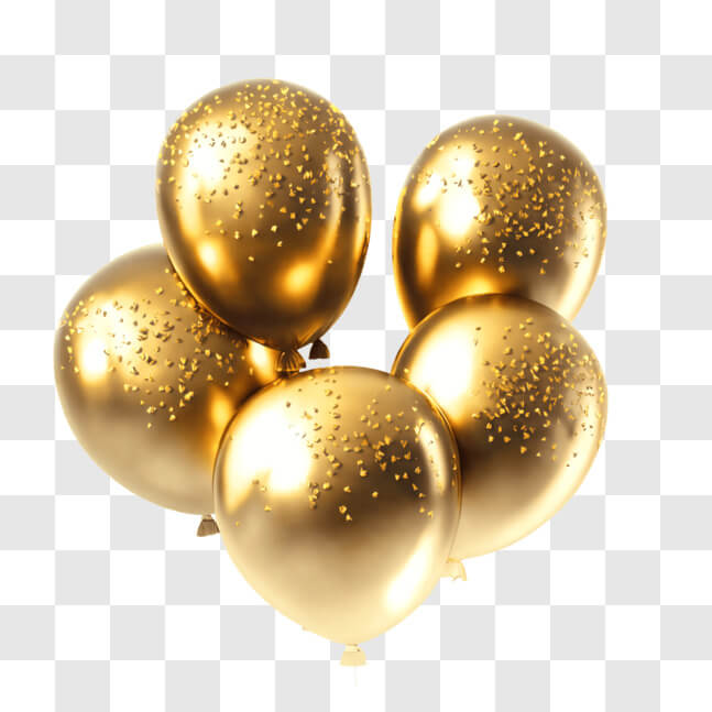 Download Group of Gold Glitter Balloons Floating in the Air PNGs Online ...