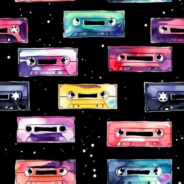 Download Colorful Cassette Tapes as Art Decor Patterns Online ...