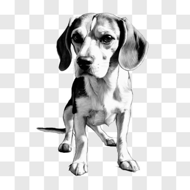 Download Black and White Drawing of Beagle Sitting Down Sketches Online ...