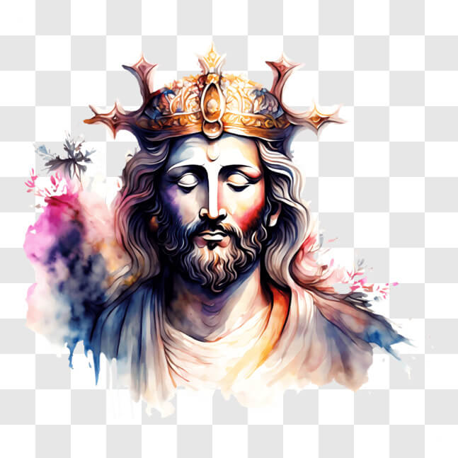Download Colorful Jesus with Crown Painting PNGs Online - Creative Fabrica