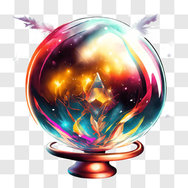 Download Colorful Crystal Ball with Wings on Ornamental Pedestal PNGs ...