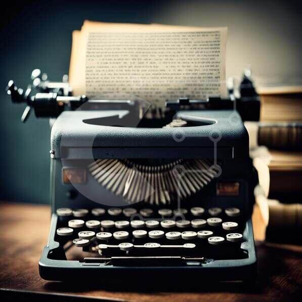 Vintage Typewriter and Books stock photo | Creative Fabrica