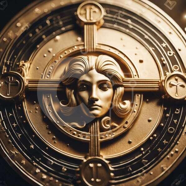 Gold Zodiac Clock with Symbols stock photo | Creative Fabrica